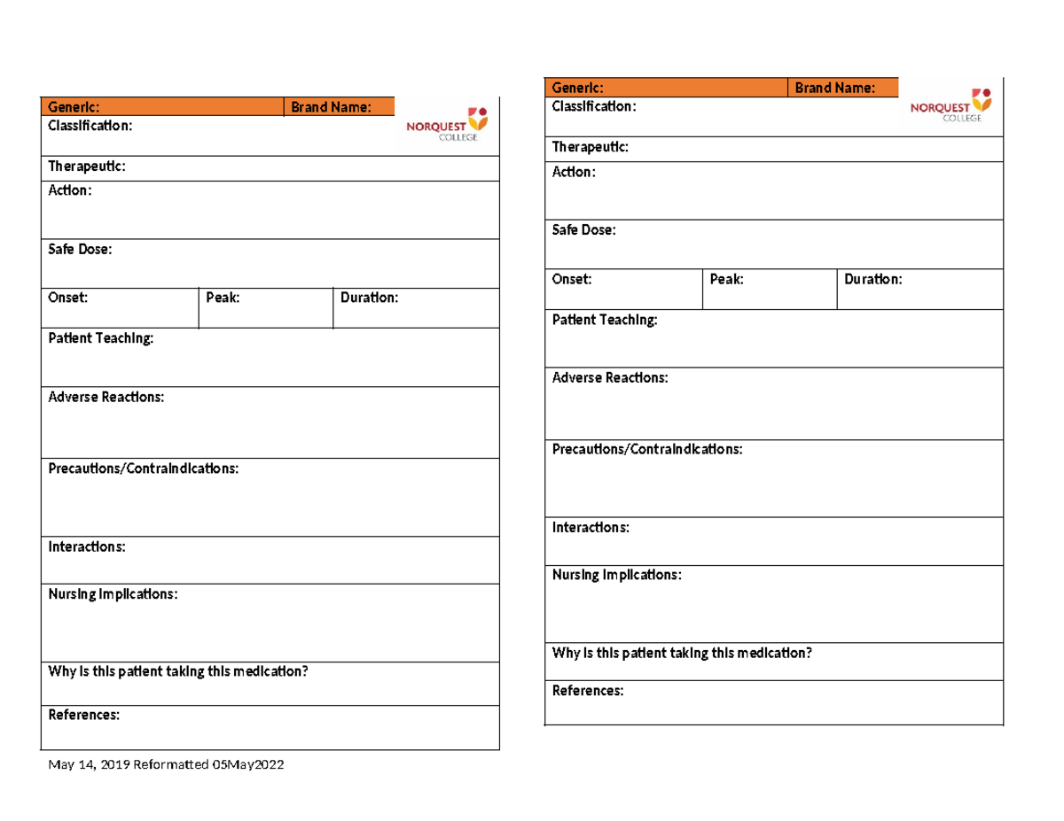 Medication Research Card May2019 - May 14, 2019 Reformatted 05May ...
