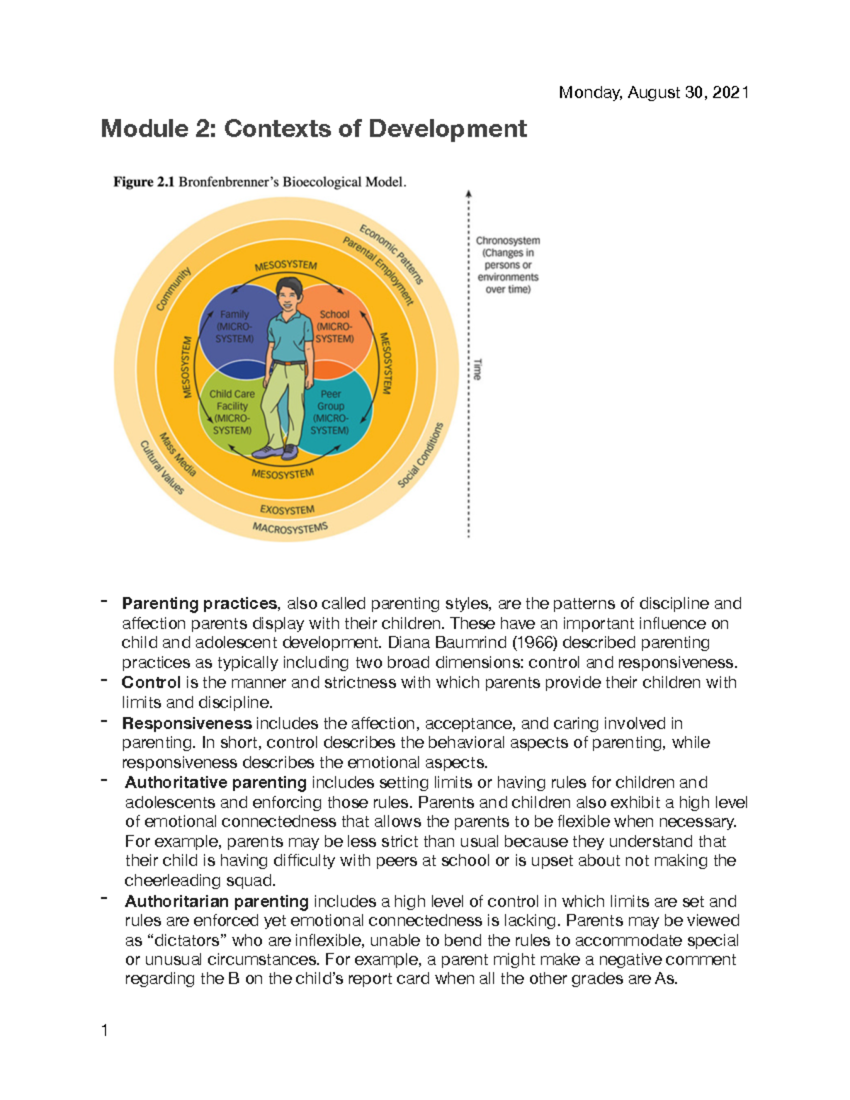Module 2 - basic notes - Module 2: Contexts of Development - Parenting ...