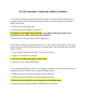 Nclex Practice Questions- Neuro II- Student - Neuro 1.) A client with ...