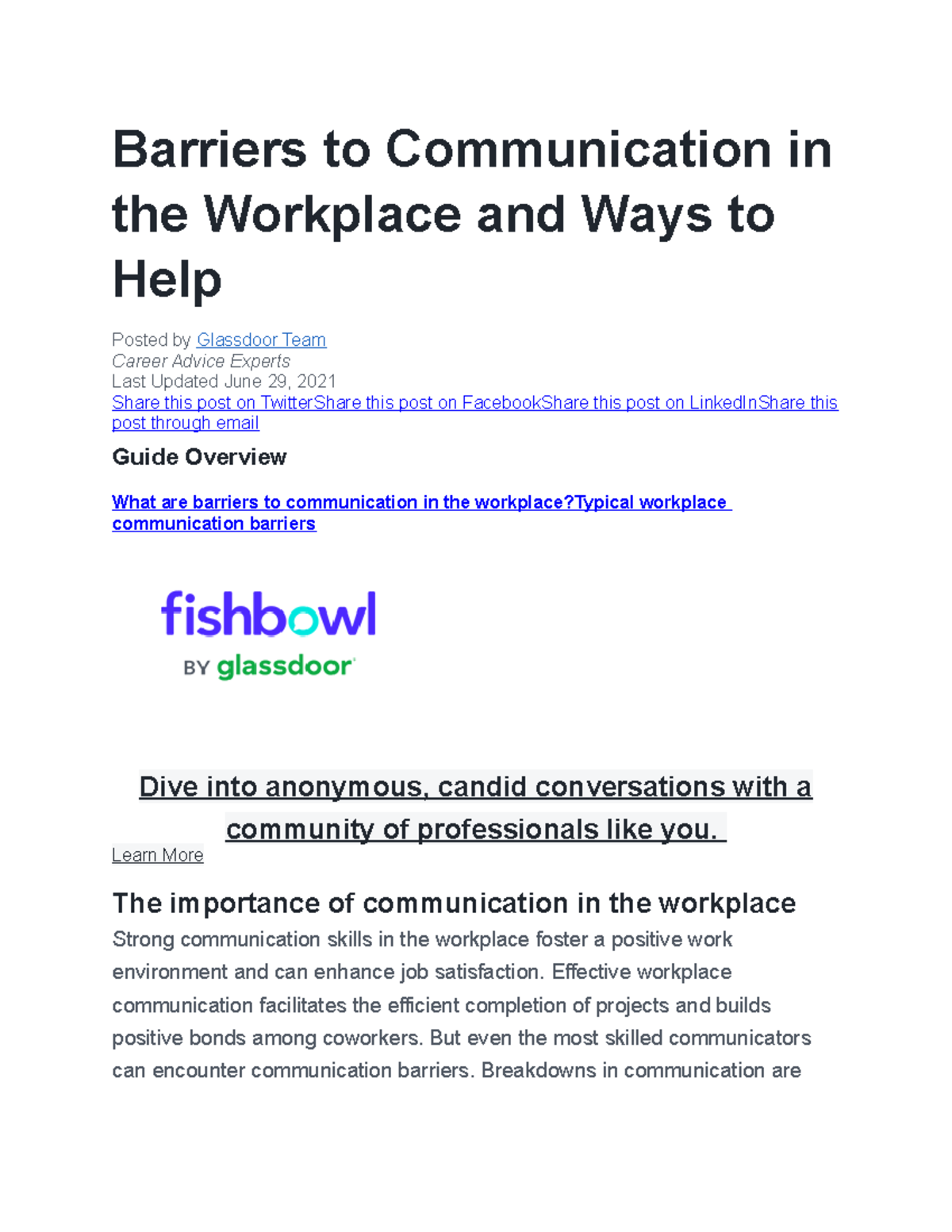 Barriers to Communication in the Workplace and Ways to Help - Barriers ...