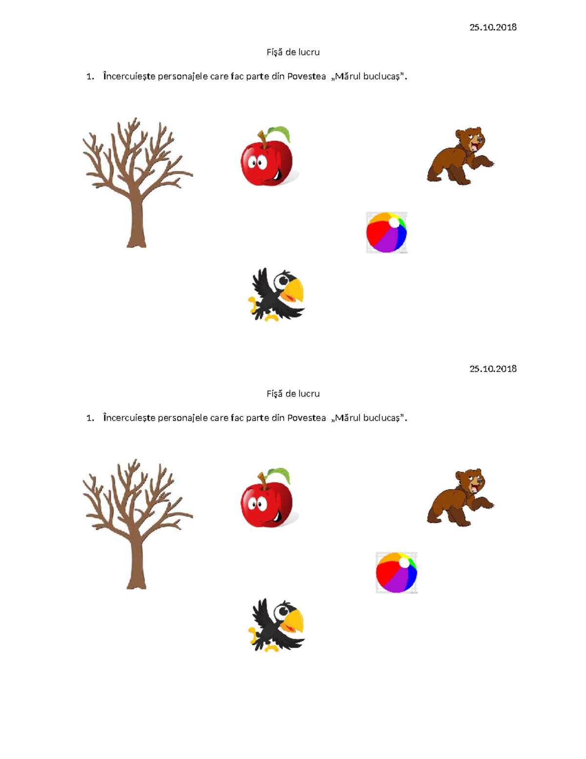 Fisa povestea marului buclucas - Pedagogia învăţământului primar şi ...