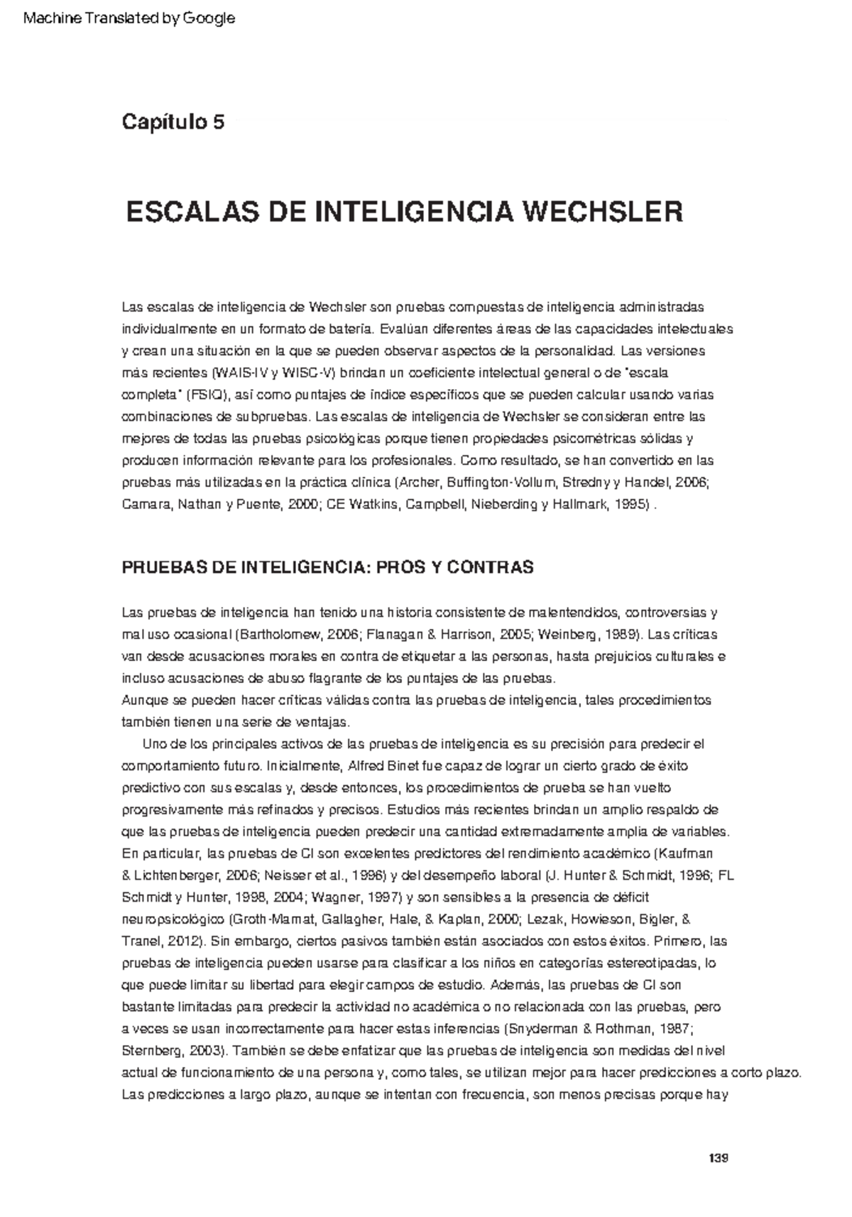 5. Escalas de inteligencia de Weschler - 139 ESCALAS DE INTELIGENCIA WECHSLER PRUEBAS DE - Studocu