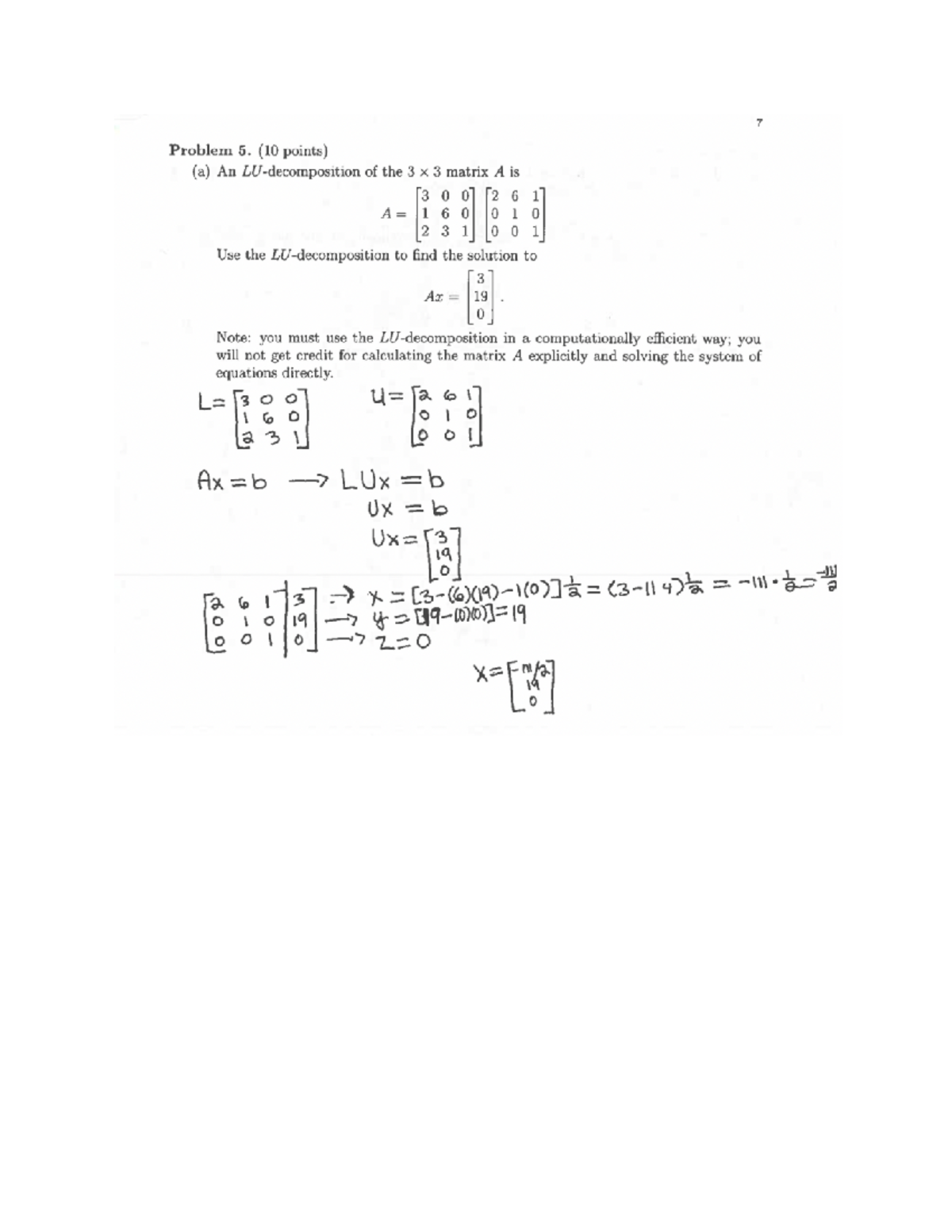 Prob5 - Homework Problem - Math 458 - 7 Problem 5. (10 points) (a) An of the 3 x 3 matrix A is ...