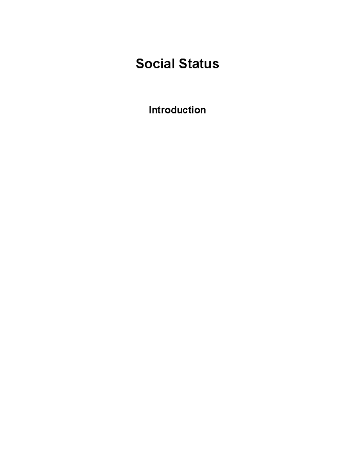 Social Status - Social Status Introduction Status symbols are things ...