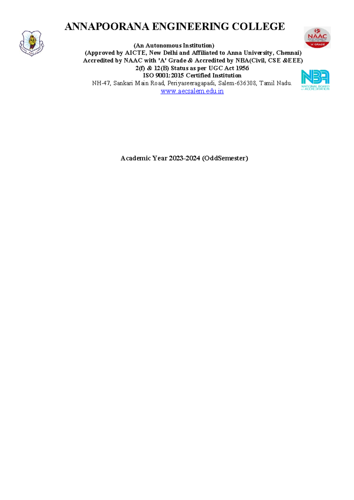 AD lab 3rd - ANNAPOORANA ENGINEERING COLLEGE (An Autonomous Institution ...