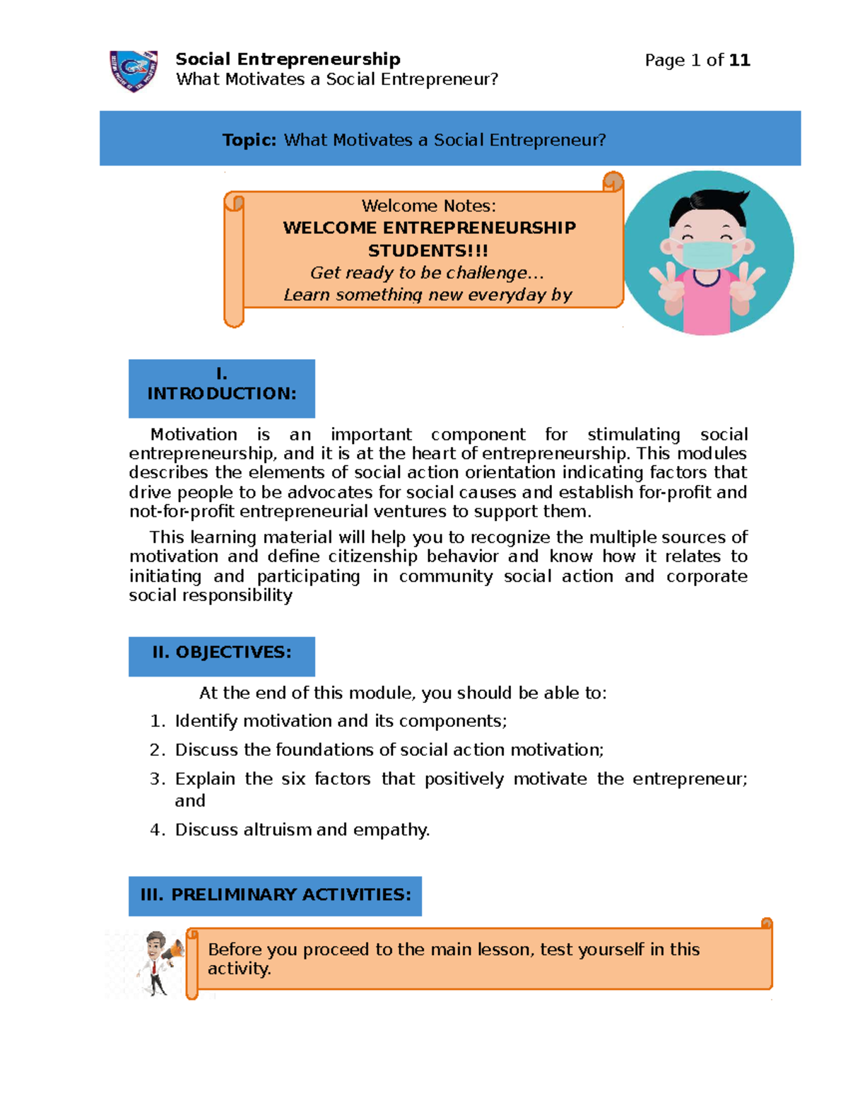 ECC 214 Content Module 2 - Motivation is an important component for ...