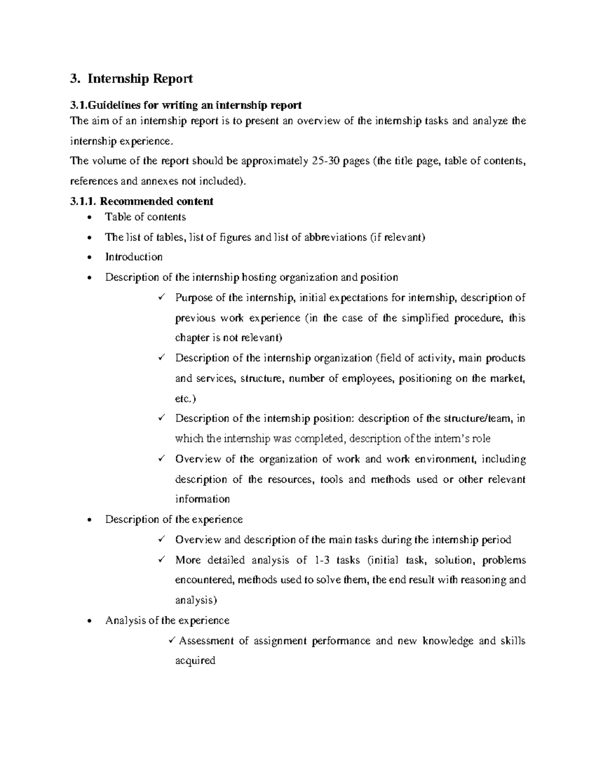 Internship report format - 3. Internship Report 3.1 for writing an ...