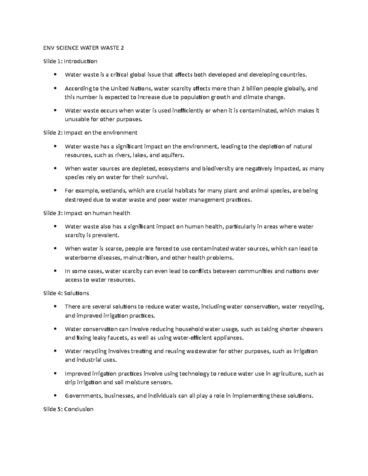 ENV Science Water Waste 2 - ENV SCIENCE WATER WASTE 2 Slide 1 ...