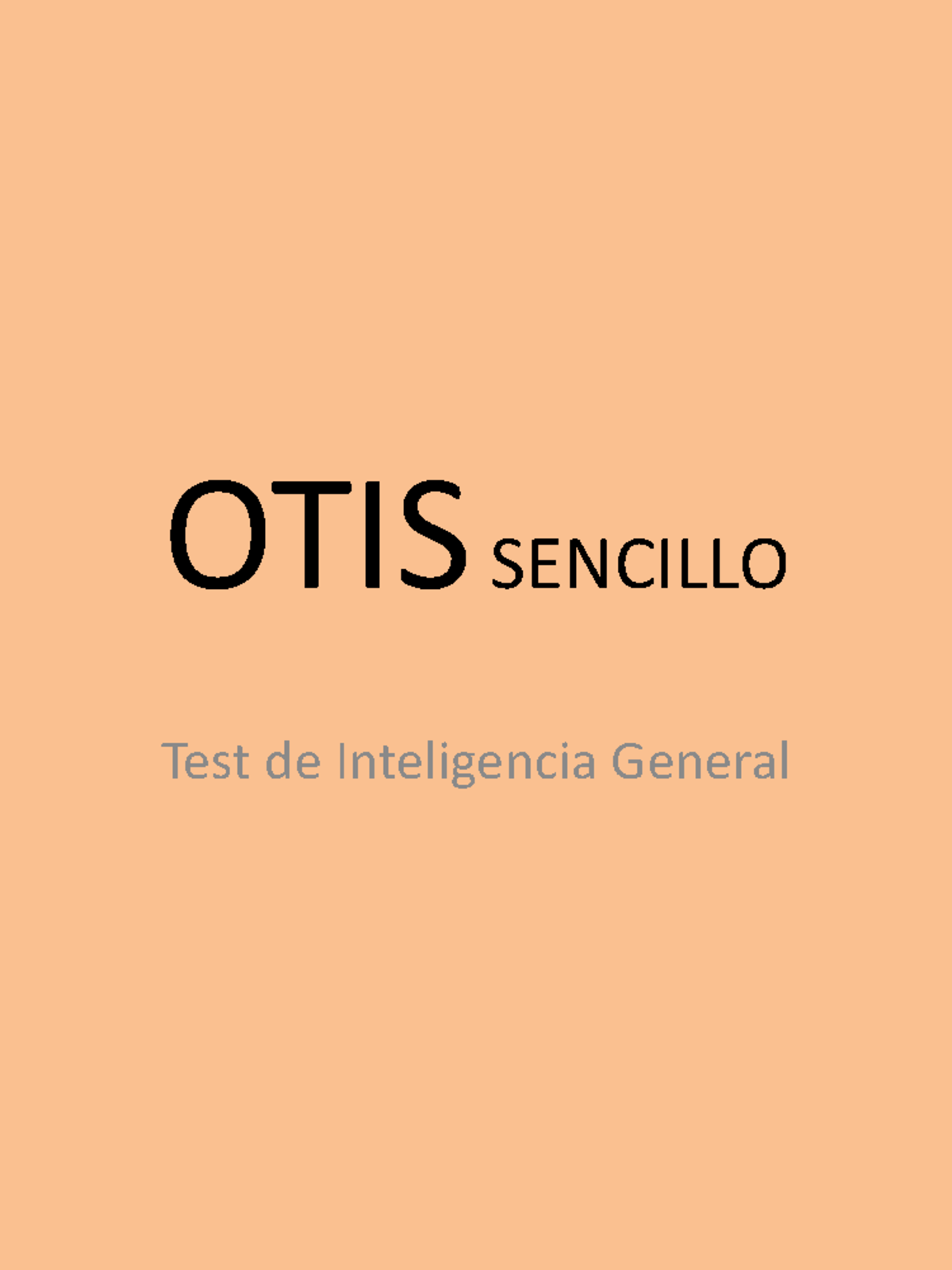 OTIS Sencillo Manual - Psicología general - OTIS SENCILLO Test de ...