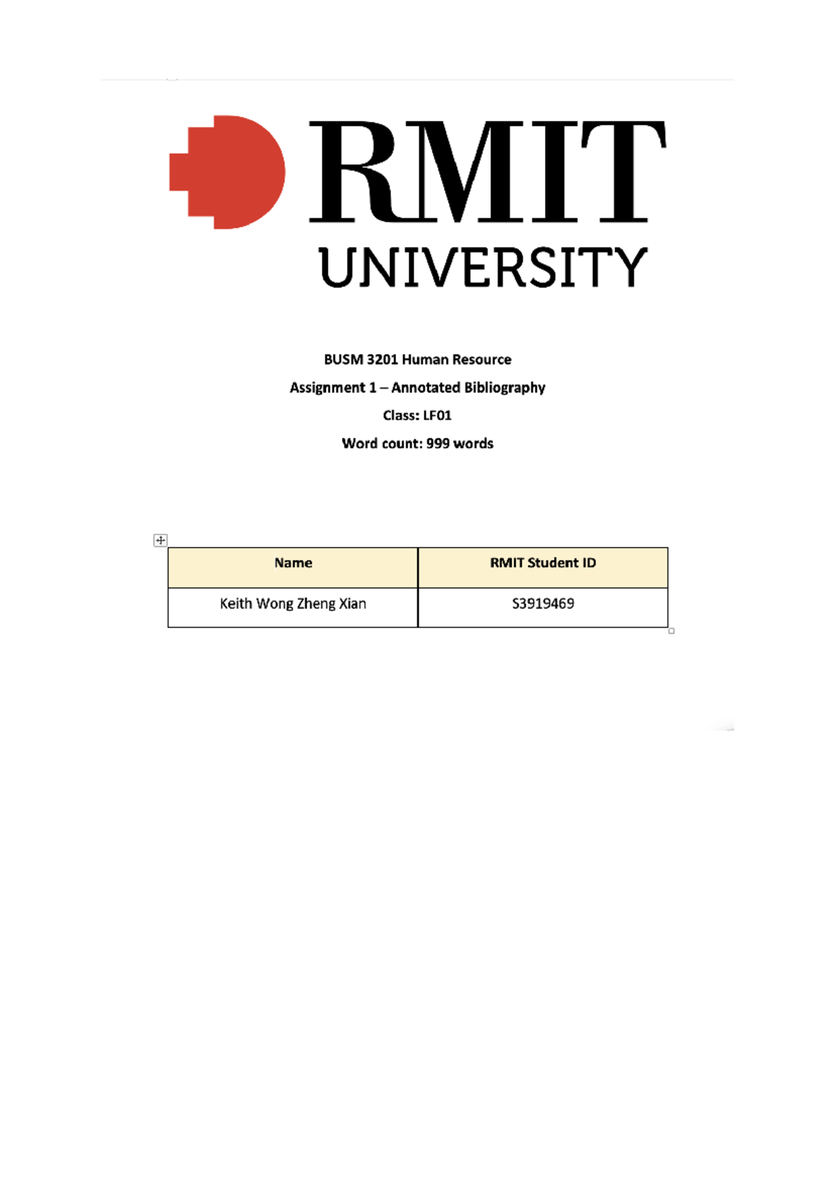 BUSM3201 HRM A1 - Nil - Article 1 Step 1: Bibliographic Details Q1 How ...