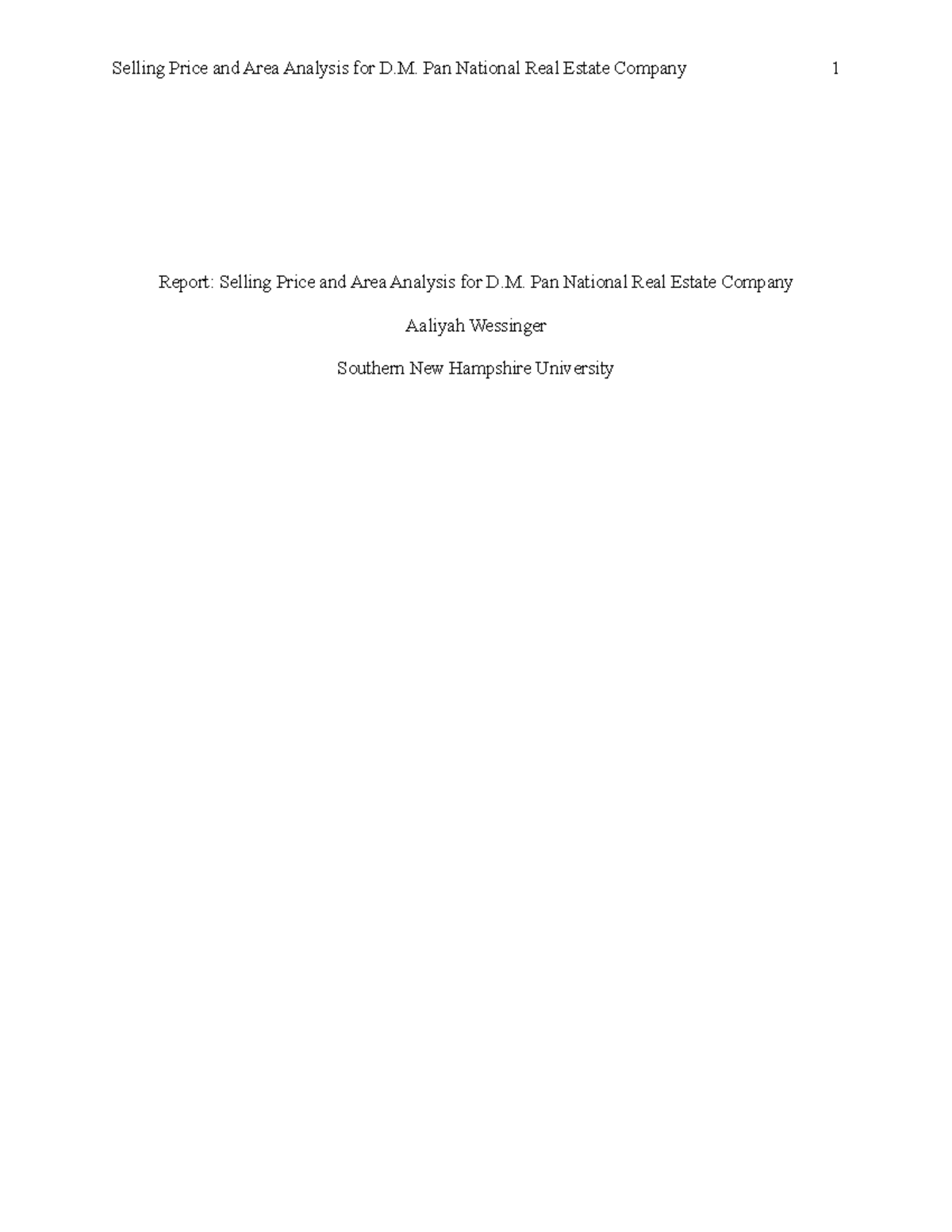 2-3 Assignment Real Estate Analysis Part I - Selling Price and Area ...