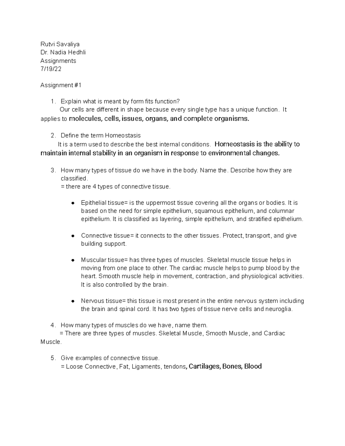 Human Biology Assignments # - Rutvi Savaliya Dr. Nadia Hedhli ...