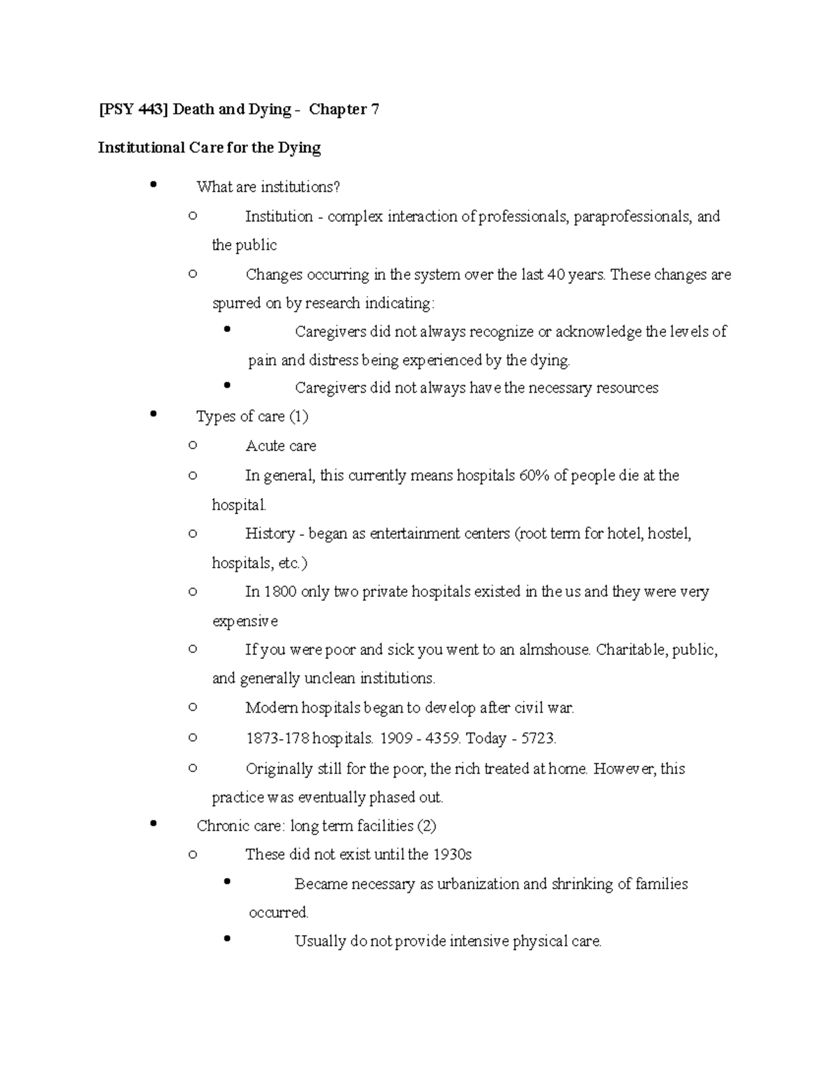 [PSY 443] Death and Dying - Chapter 7 - [PSY 443] Death and Dying ...