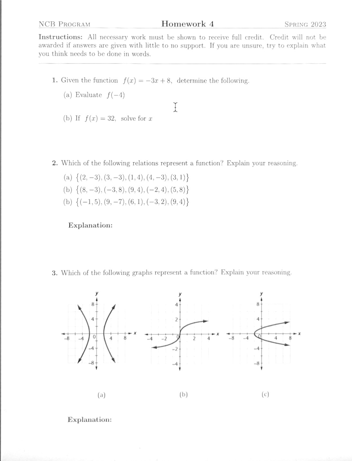 Homework 4 - Domain and Range - NCB PROGRAM Homework 4 SPRING 2023 ...
