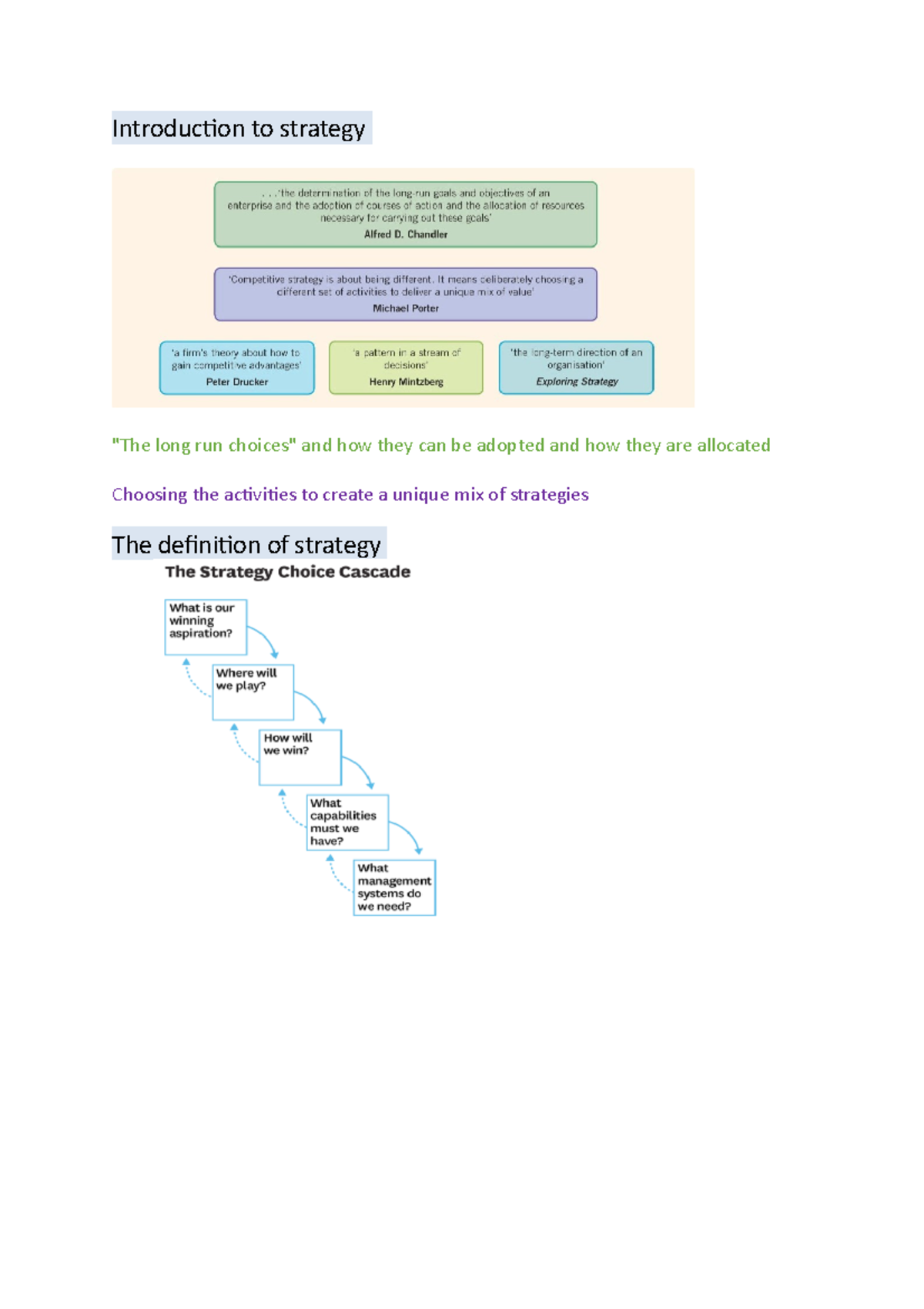 Introduction to strategy, Lecture 1 - Introduction to strategy "The ...