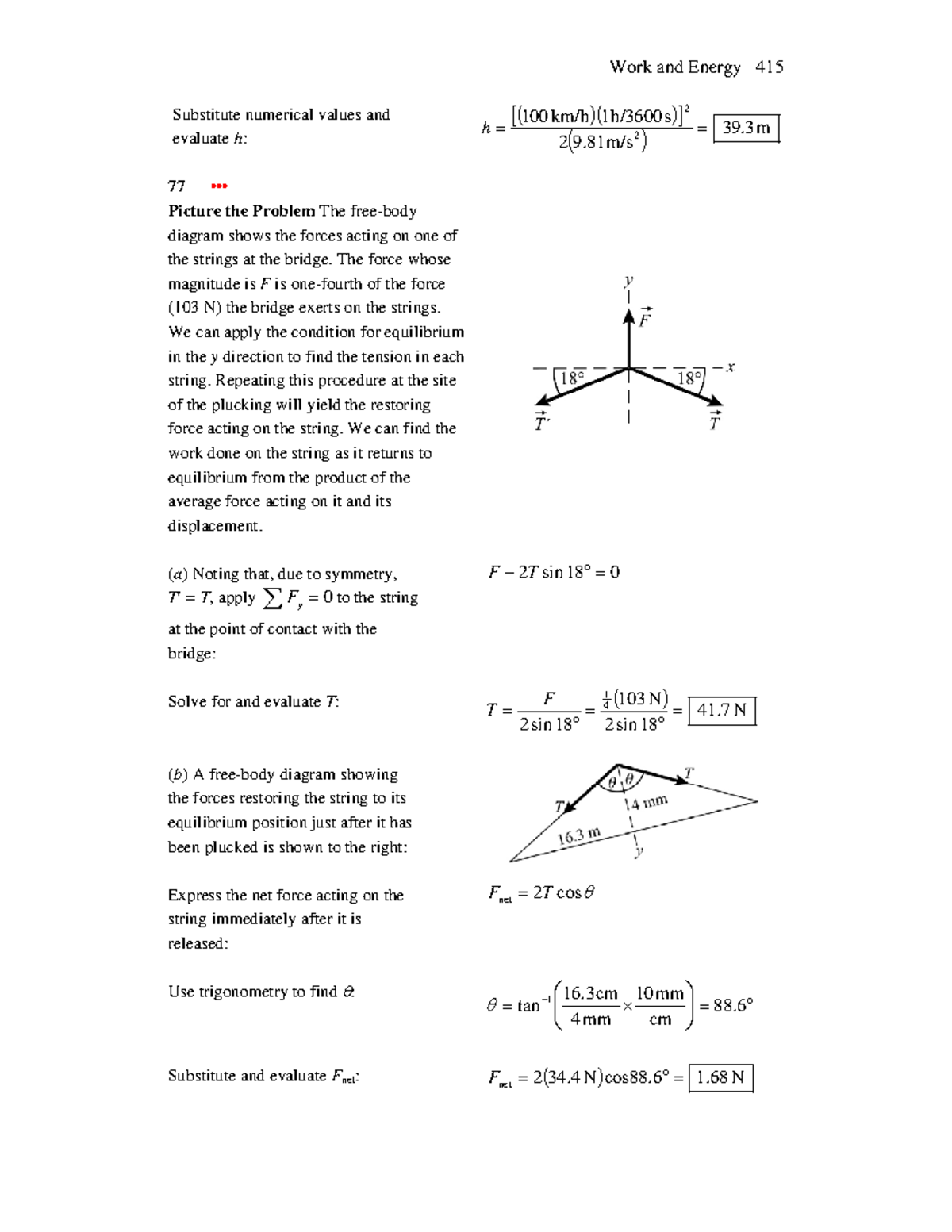 Physics Material - Work and Energy 415 Substitute numerical values and evaluate h ...