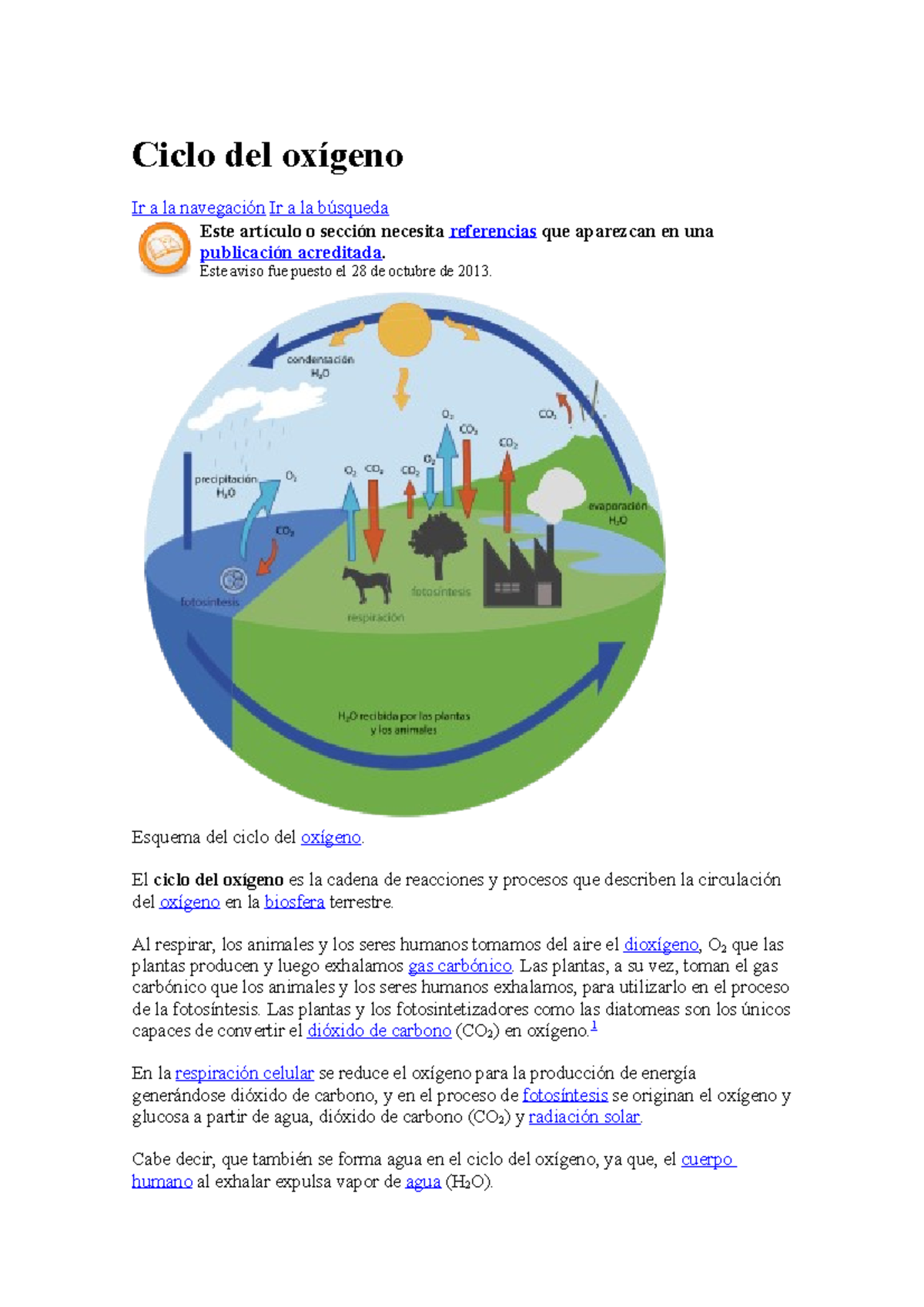 Ciclo del oxígeno - Resumen - Ciclo del oxígeno Ir a la navegación Ir a ...