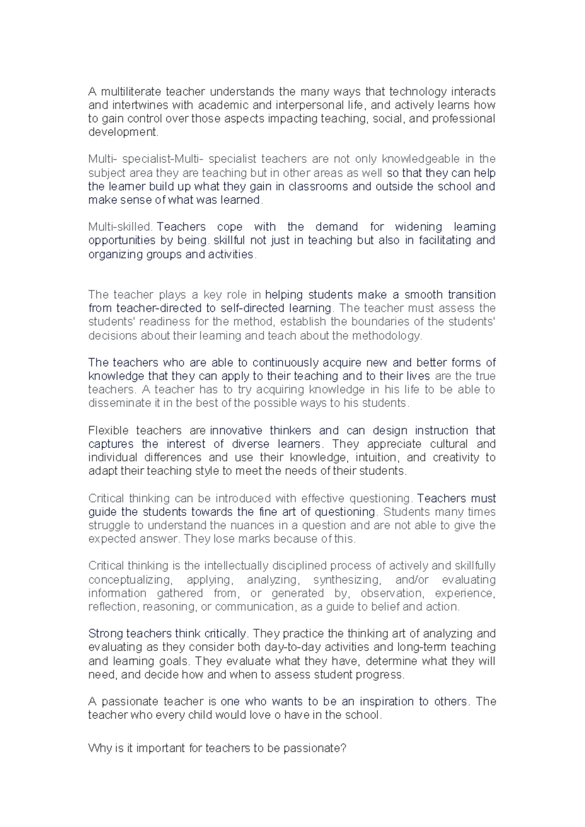 A multiliterate teacher understands the many ways - Multi- specialist ...