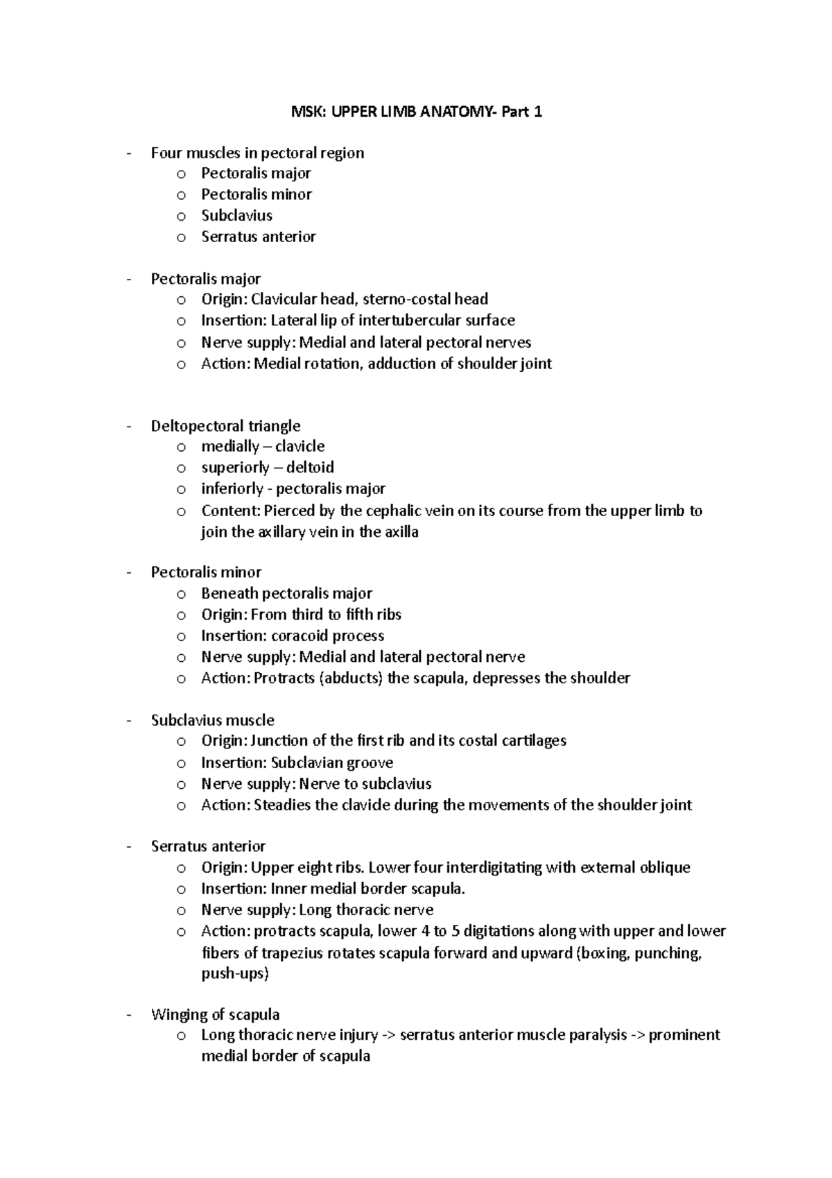MSK- Upper LIMB Anatomy part 1 - MSK: UPPER LIMB ANATOMY- Part 1 Four ...