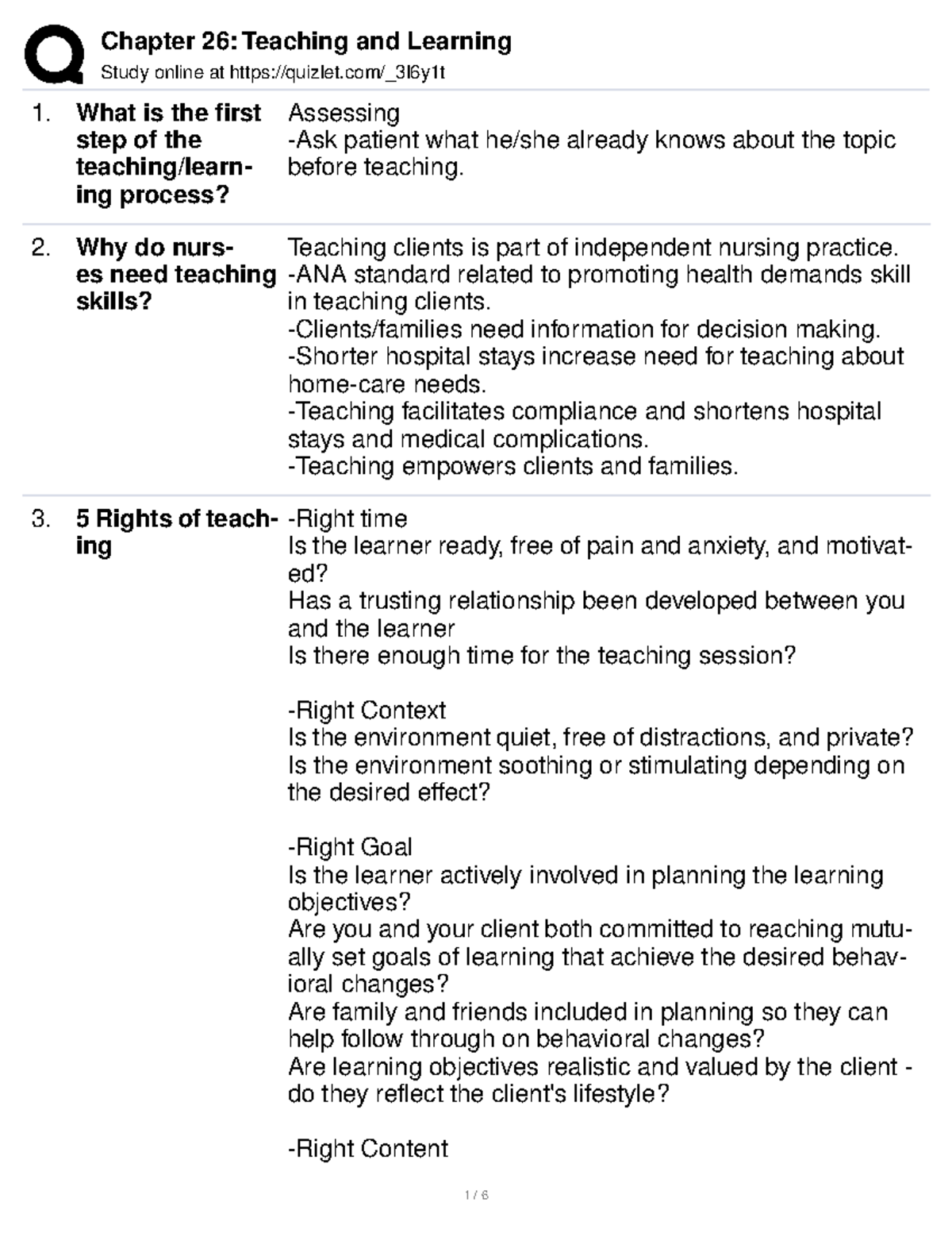 Chapter 26 Teaching and Learning - Study online at quizlet/_3l6y1t What ...