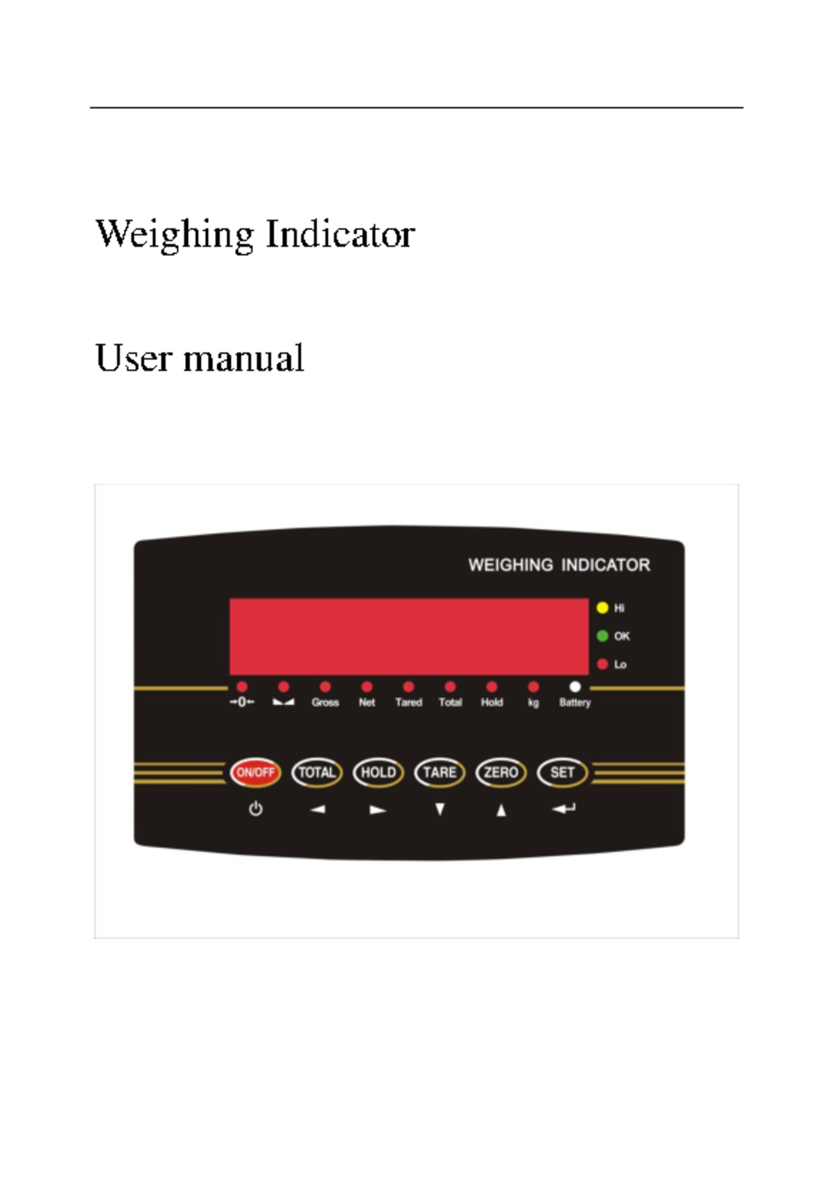 LP7516 Digital Weighing Indicator - Weighing Indicator User manual ...
