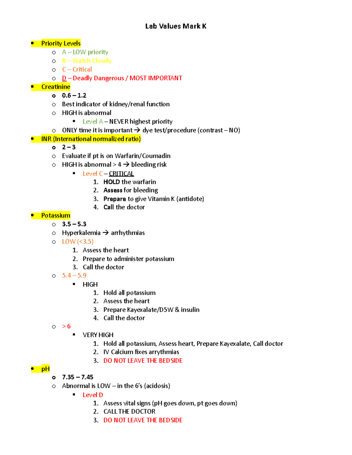 Lab Values Mark K - these are mark k lecture notes - Lab Values Mark K ...