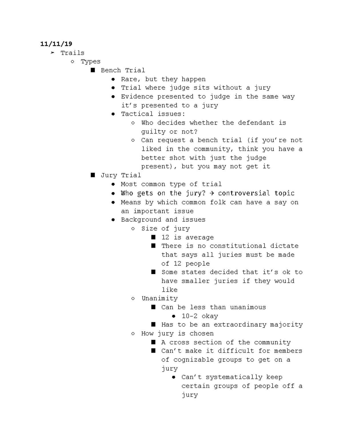 11/11/19 - Types of Trials - 11/11/ Trails Types Bench Trial Rare, but ...