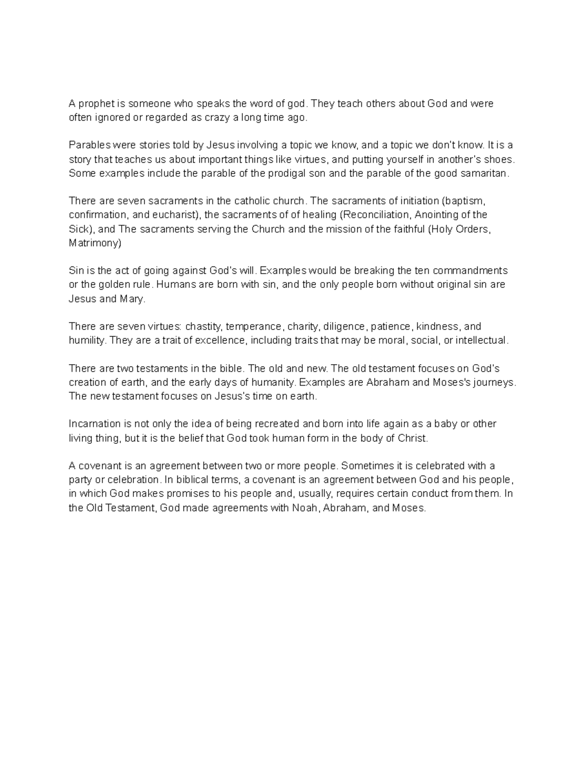 HRE20 Exam Review - A prophet is someone who speaks the word of god ...