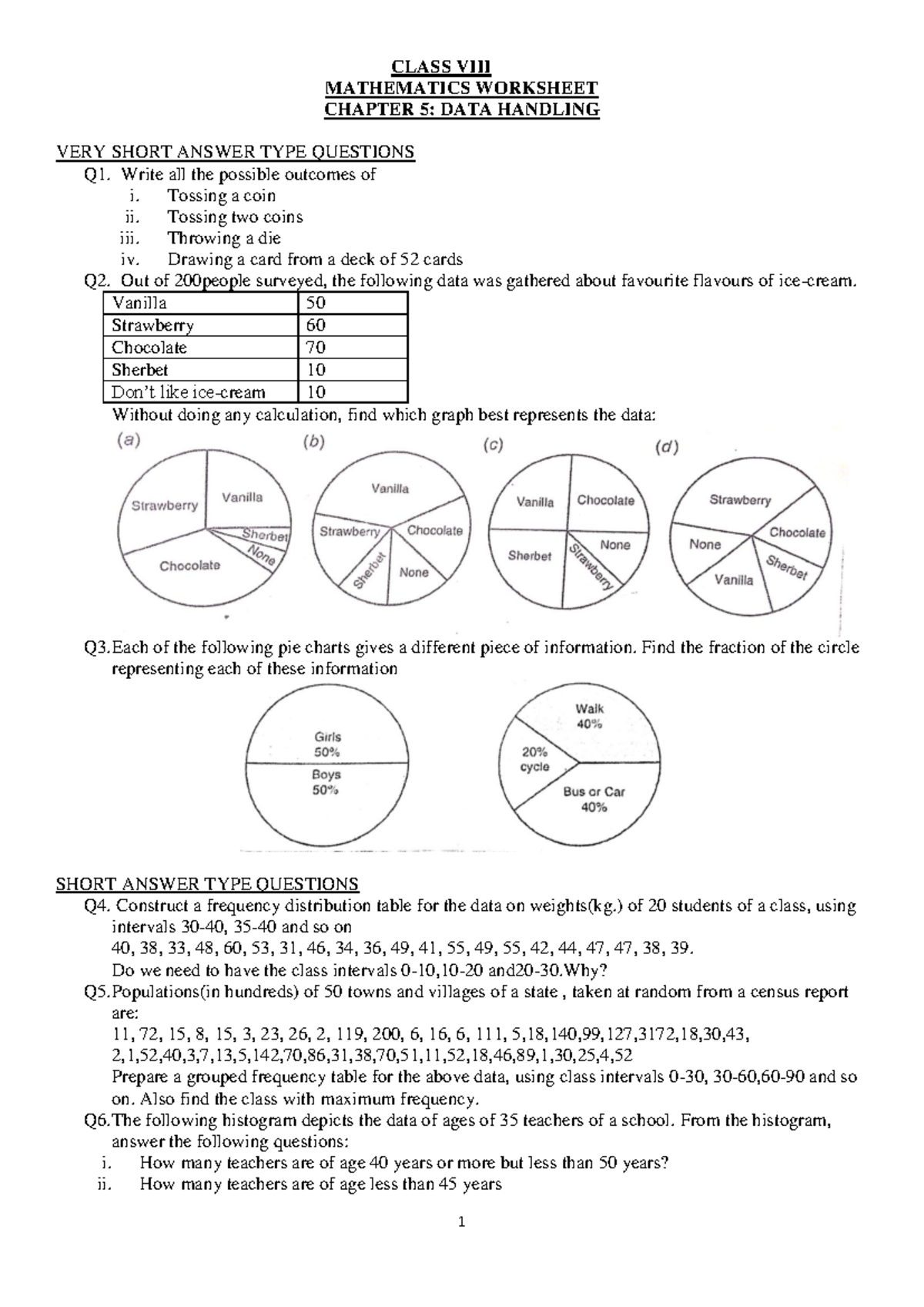 Class 8 CH 5 DATA Handling August 19 - 1 CLASS VIII MATHEMATICS ...
