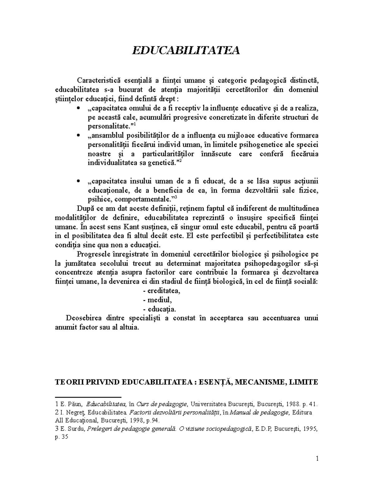 0 educabilitatea - A very good material - EDUCABILITATEA Caracteristică ...