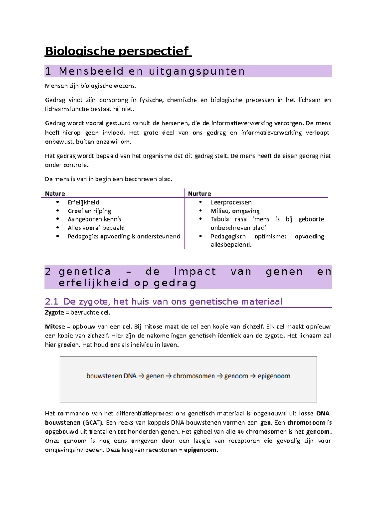 Thema 1-Biologische perspectief-Psychologie - Biologische perspectief 1 ...