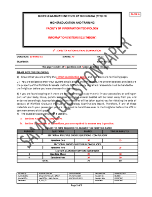 Final EXAM Questions Information Systems 512 - INFORMATION SYSTEMS 512 ...
