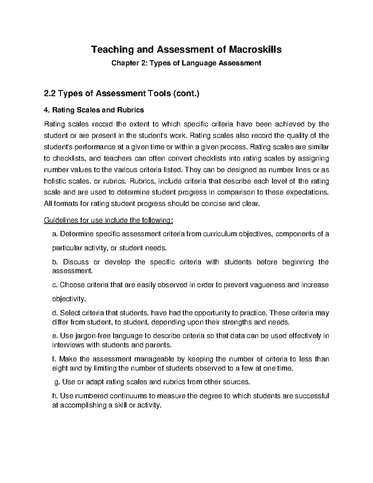 Teaching and Assessment of Macroskills Chapter 2 (part 2) - Teaching ...