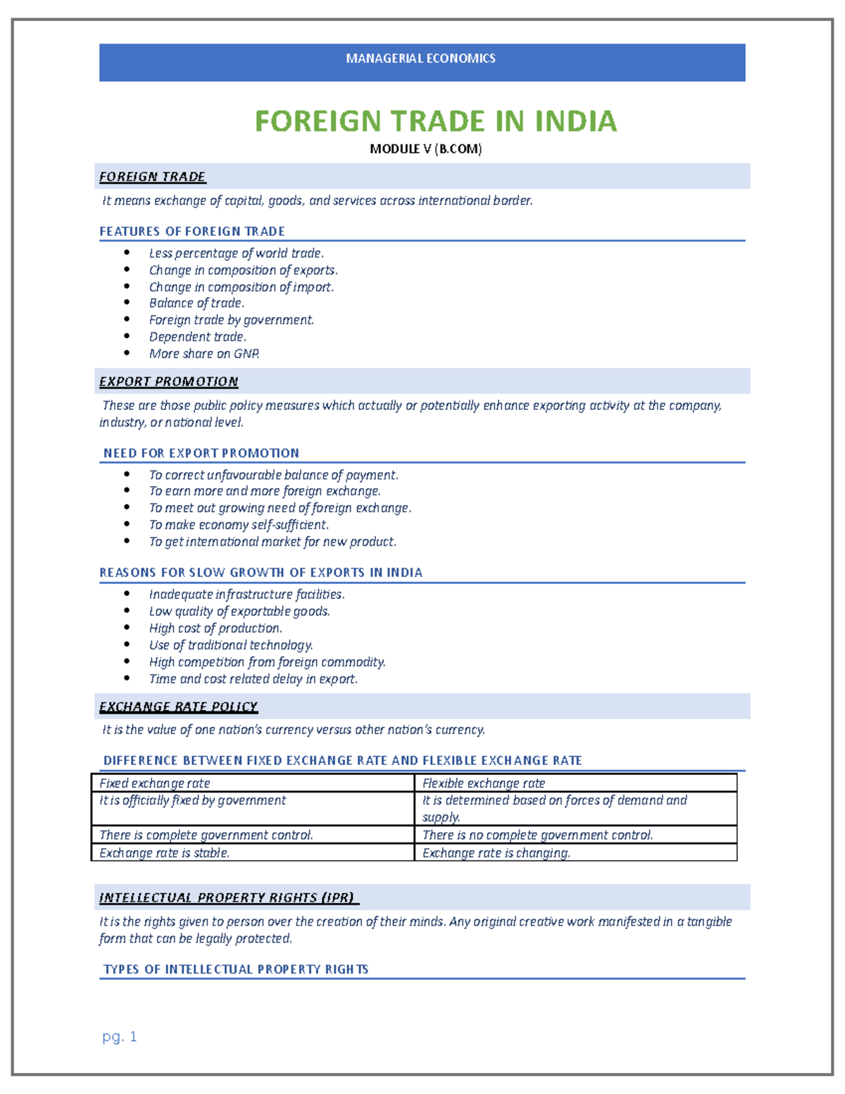 Foreign Trade IN India - LECTURE NOTE - FOREIGN TRADE IN INDIA MODULE V ...