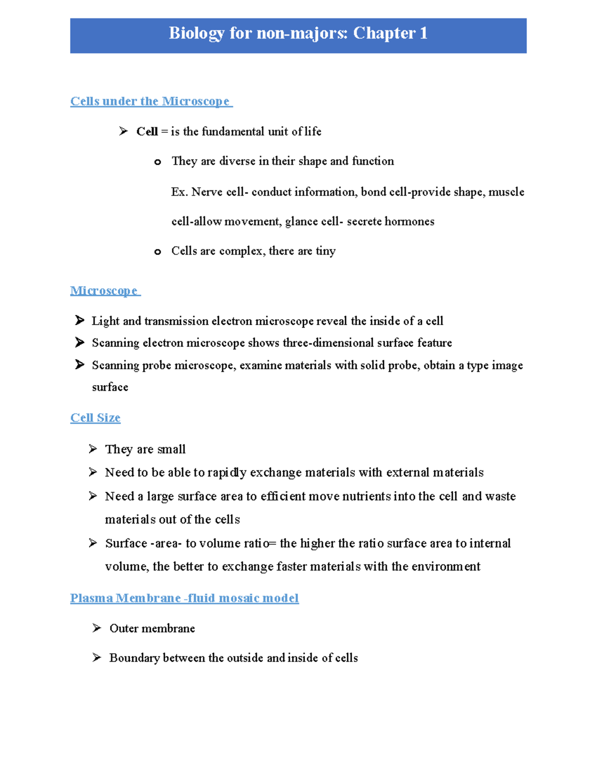 Biology Chapter 4 Cells under Microscope - Cells under the Microscope ...