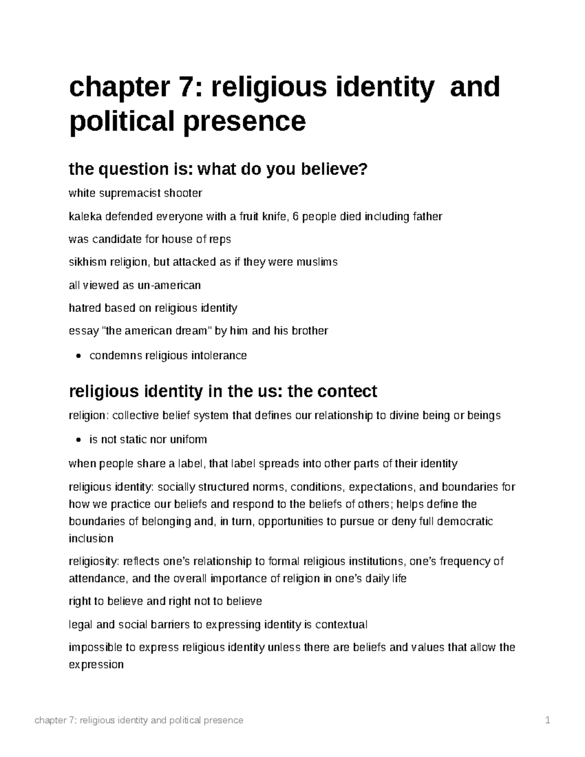 Chapter 7 Religious Identity and Political Presence - chapter 7 ...