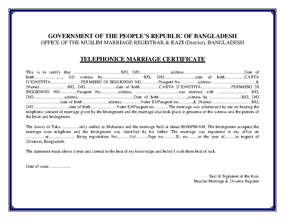 Telephonicemarriage-certificate-290616 - GOVERNMENT OF THE PEOPLE’S ...