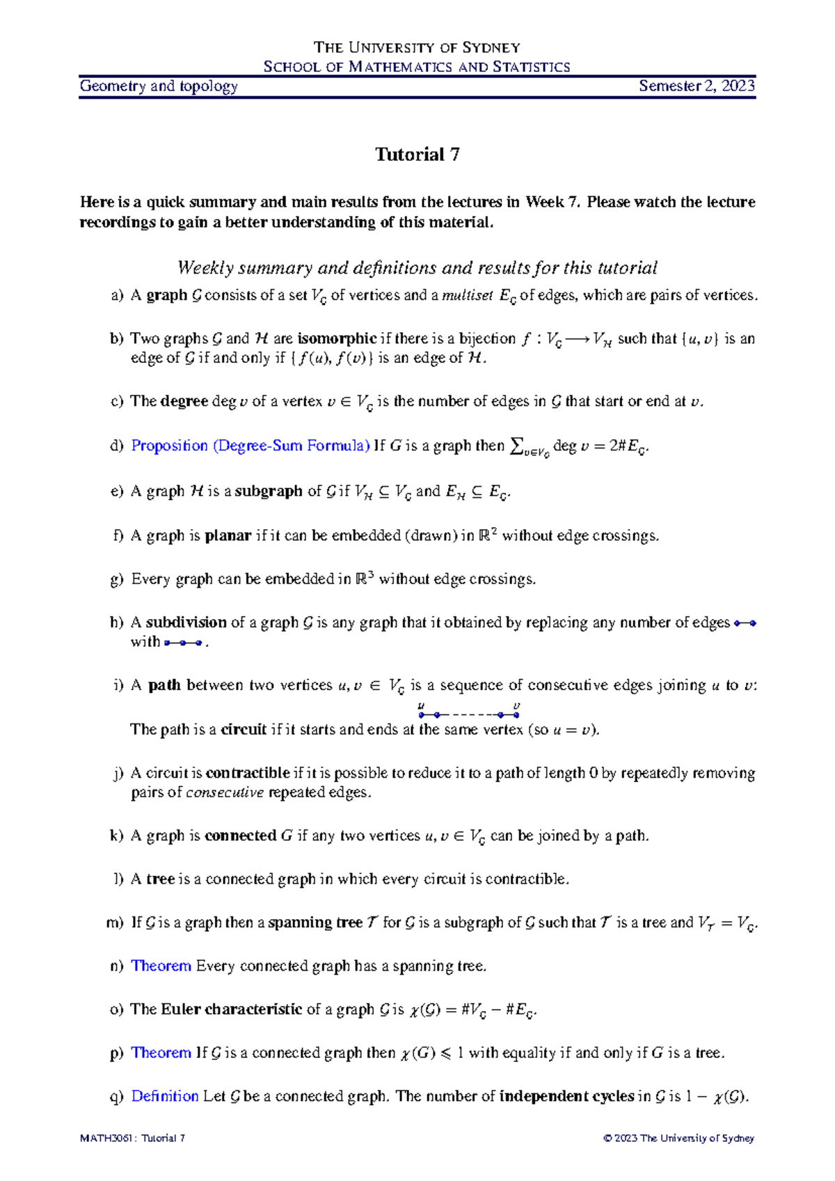 Tutorial 07 - zaadfssadf - THE UNIVERSITY OF SYDNEY SCHOOL OF ...