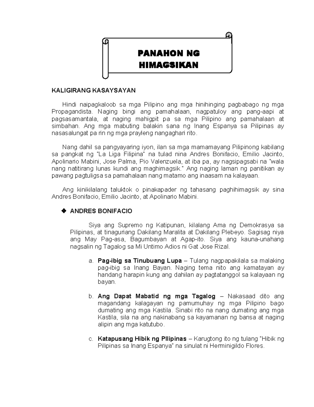 Panahon ng himagsikan 044246 - KALIGIRANG KASAYSAYAN Hindi naipagkaloob ...