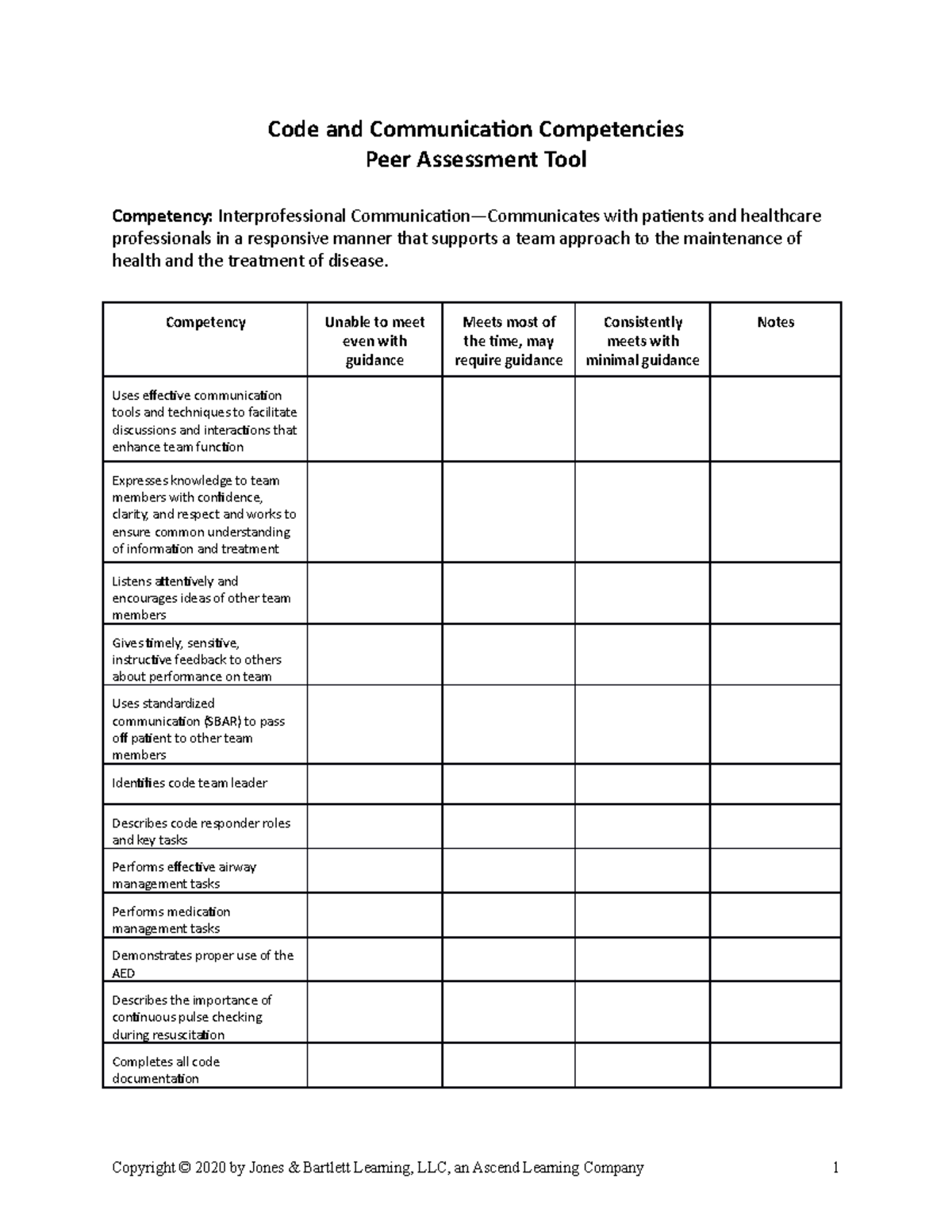 Code and Communication Competencies - Competency Unable to meet even ...