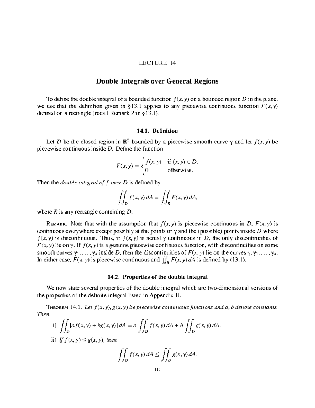 Kumchev-117-126 - Lecture notes 8 - LECTURE 14 Double Integrals over ...