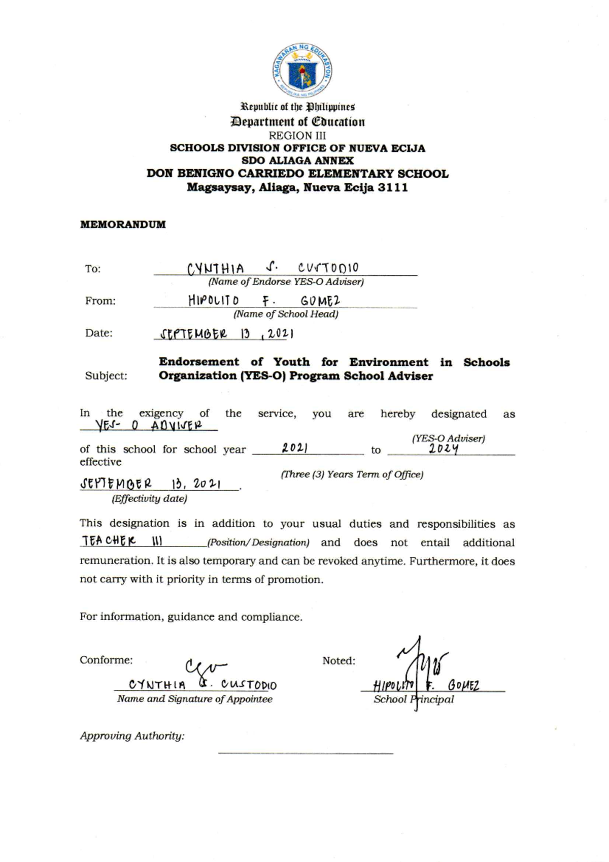 Endorsement- Letter - Elementary Eduction - Studocu