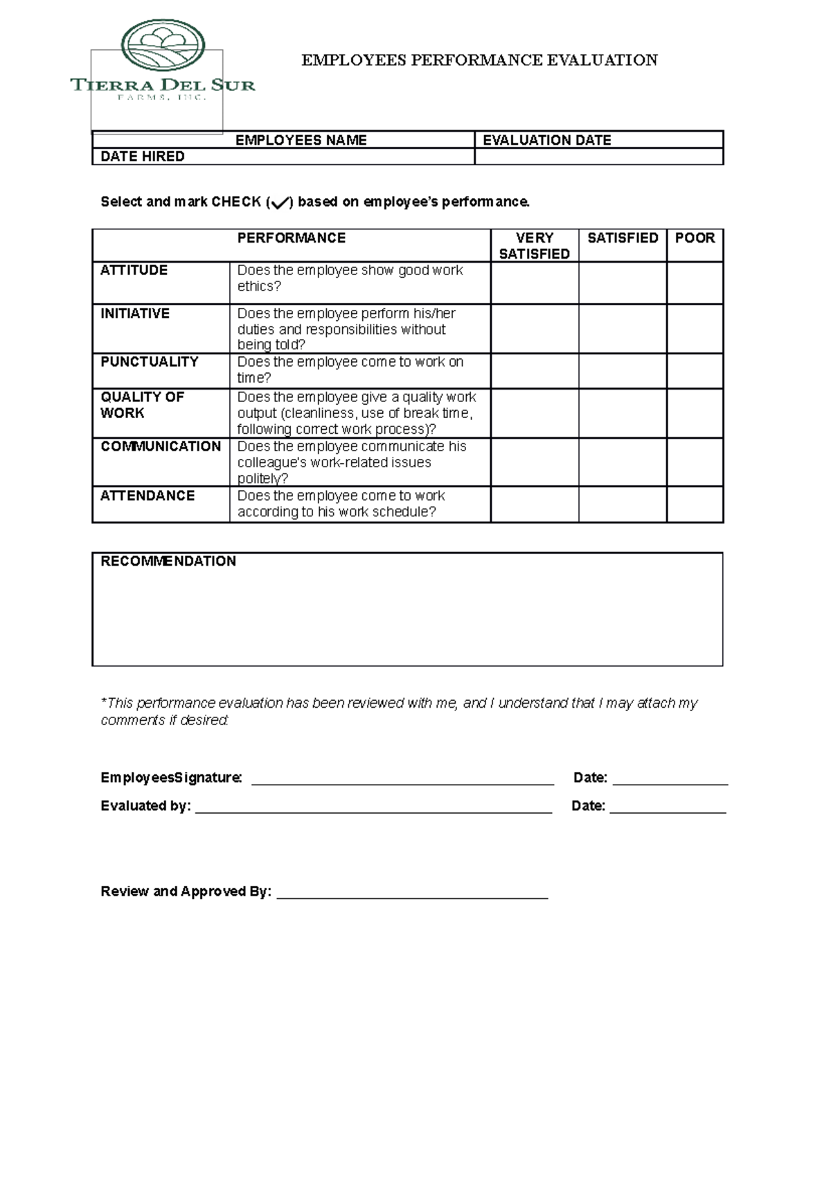 Employees Performance Evaluation FORM (Updated) - EMPLOYEES PERFORMANCE ...