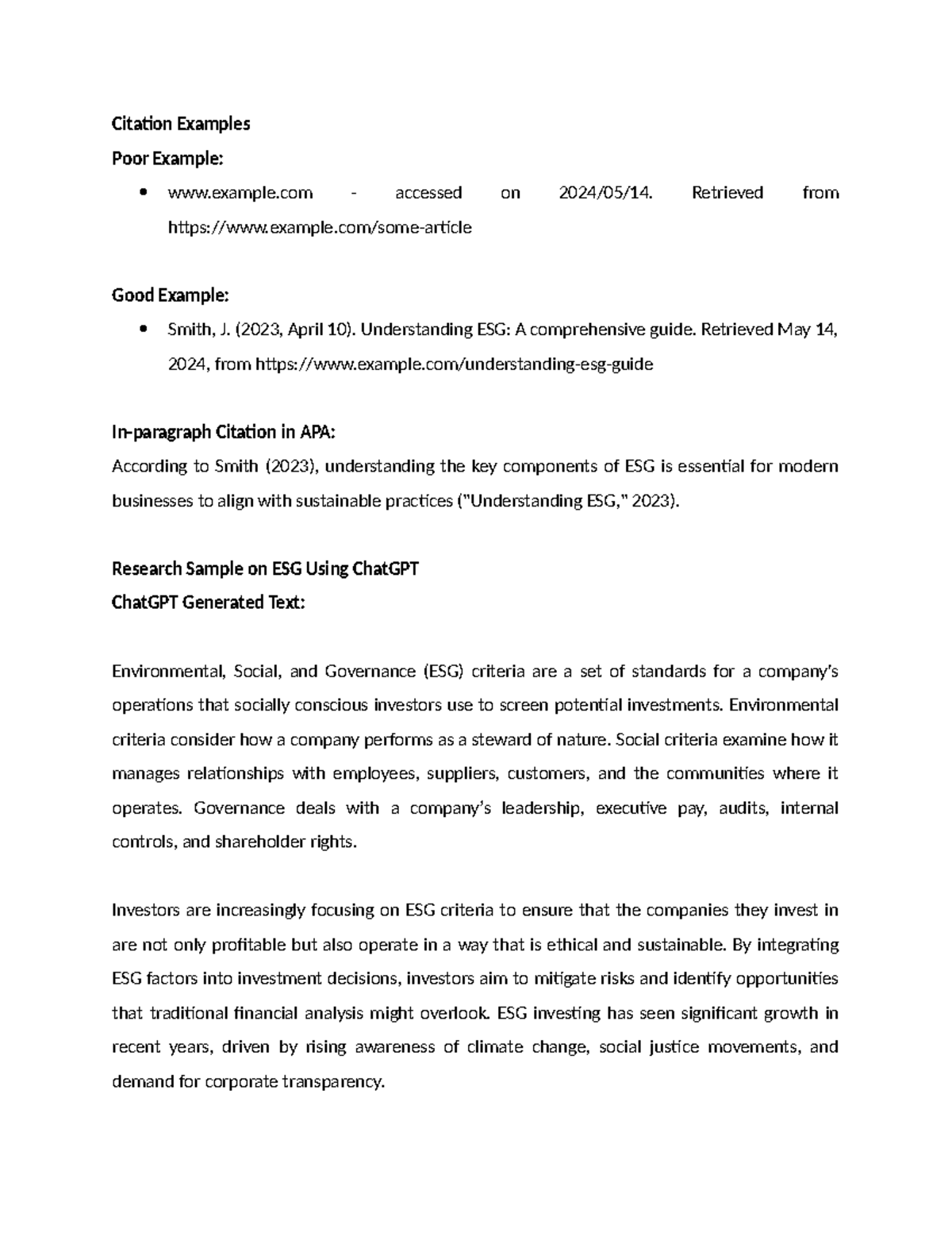 Plagiarism and the ethical use of Chatgpt - Citation Examples Poor ...