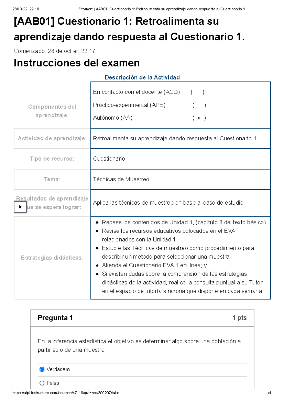 Examen [AAB01] Cuestionario 1 Retroalimenta su aprendizaje dando ...