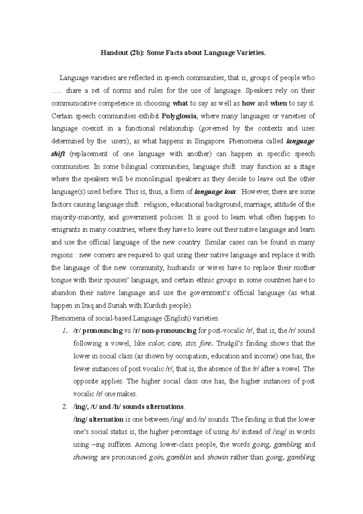 Handout (2b) Some Facts about Language Varieties - Language varieties ...