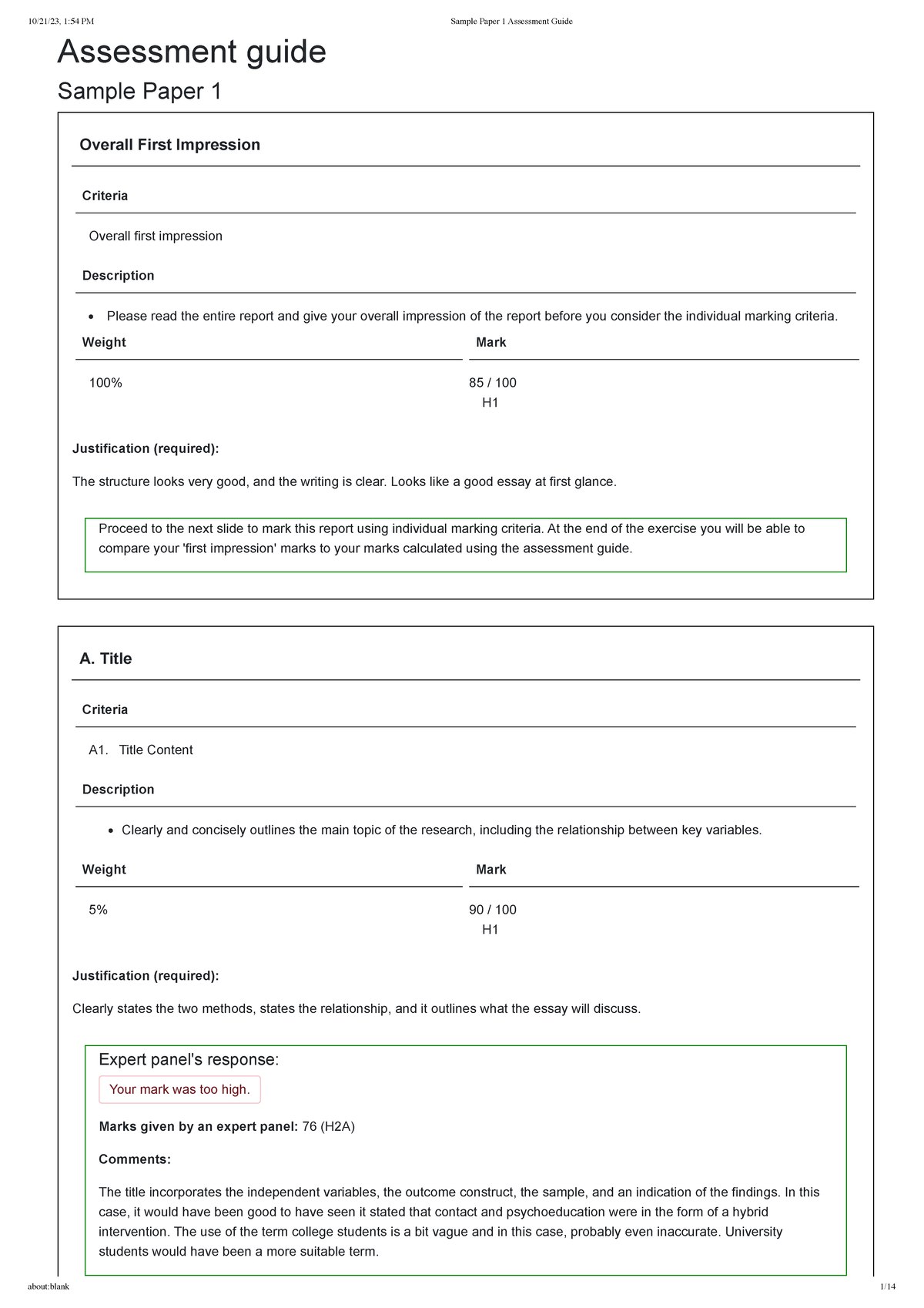 Sample Paper 1 Assessment Guide - Assessment guide Sample Paper 1 ...