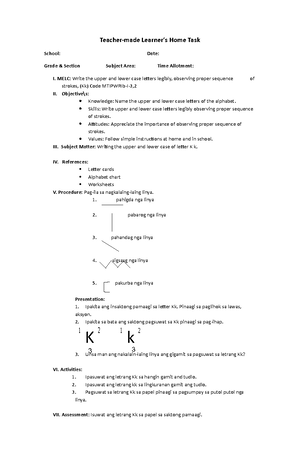 Teacher 5 - Lecture notes 4 - Teacher-made Learner’s Home Task School ...