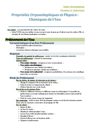 Analyse microbiologique - Hydro-Bromatologie Chapitre 01 : Hydrologie ...