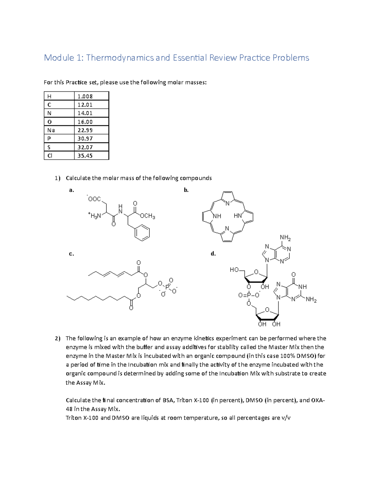 Module 1 Practice Problems Module 1 Thermodynamics And Essen Al